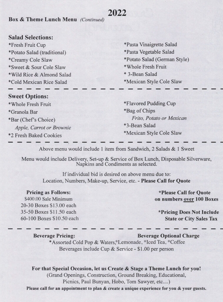 Menus - Creative Catering