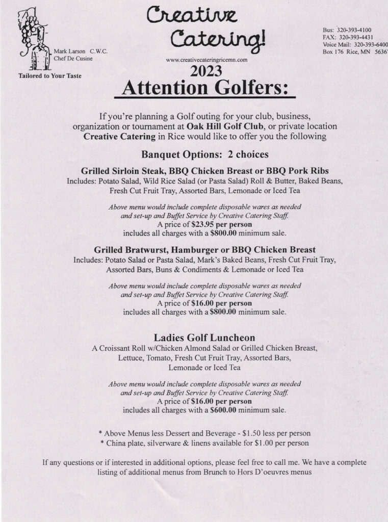 Menus - Creative Catering