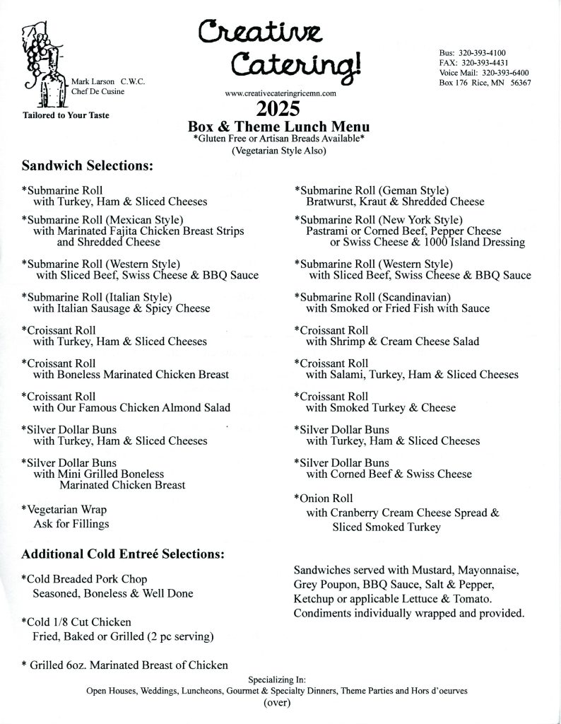 Menus - Creative Catering