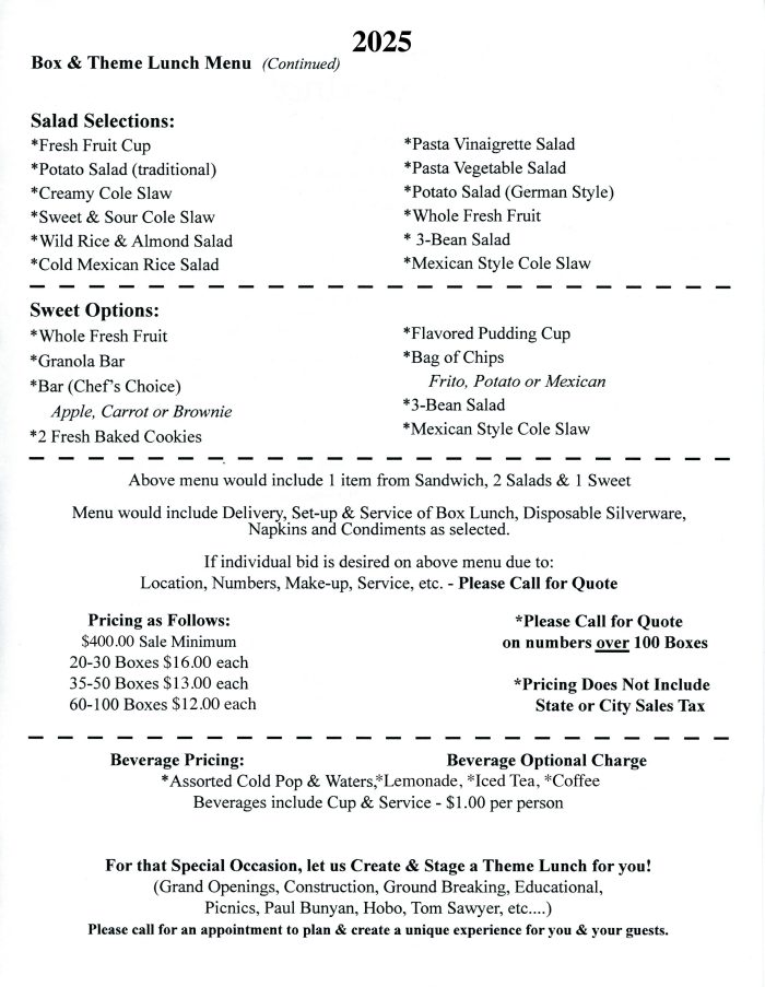 Menus - Creative Catering